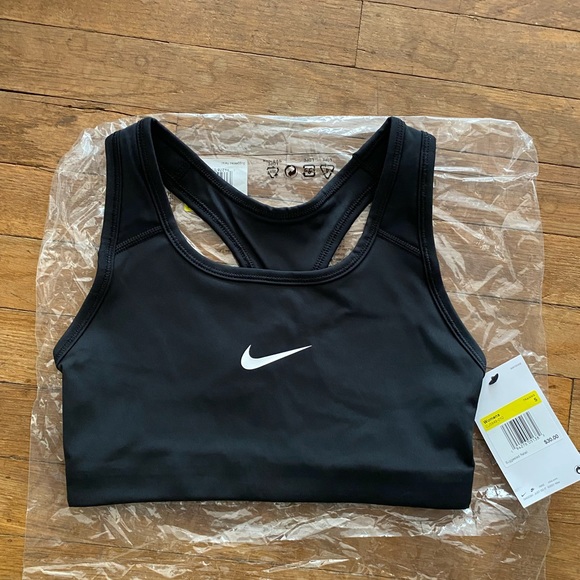 Nike | Intimates & Sleepwear | Nike New Black Swoosh Sports Bra Size ...